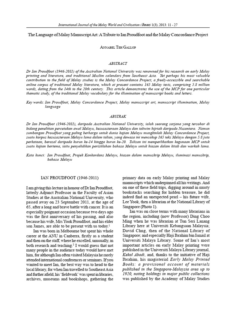 The Language of Malay Manuscript Art - A Tribute To Ian Proudfoot and ...