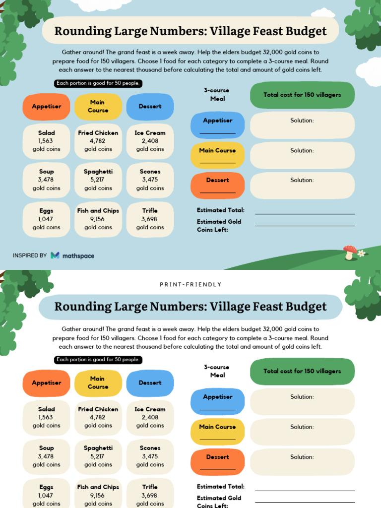 Rounding Large Numbers Math Worksheet in Nostalgic Handdrawn Style ...