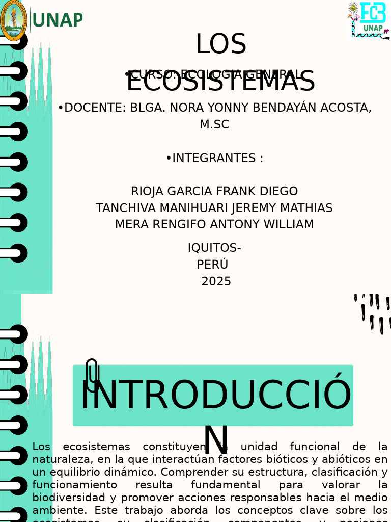 Ecosistemas Ecologicos 2025 Ecologia General | PDF | Ecosistema | Arquitectura