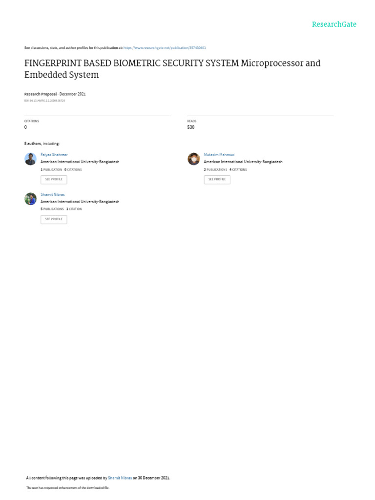 Fingerprint Based Biometric Security System | PDF | Biometrics ...