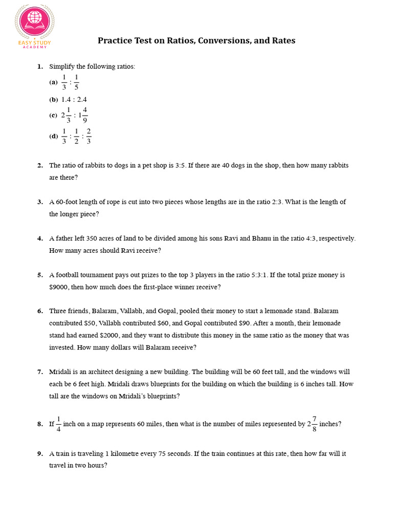 Ratio and Proportion Test | PDF