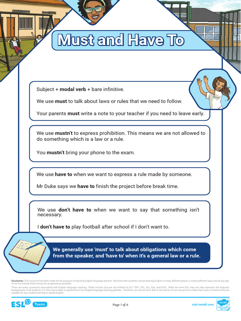 T 1728663186 Modal Verbs Must and Have To Activity Sheet Teens A2 Ver 4 ...