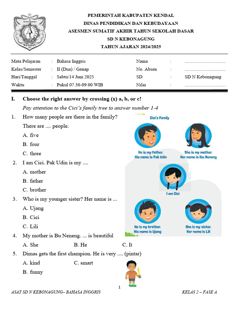 Naskah Asat Bahasa Inggris Kelas 2 SMT 2 | PDF | Fruit | Zoology