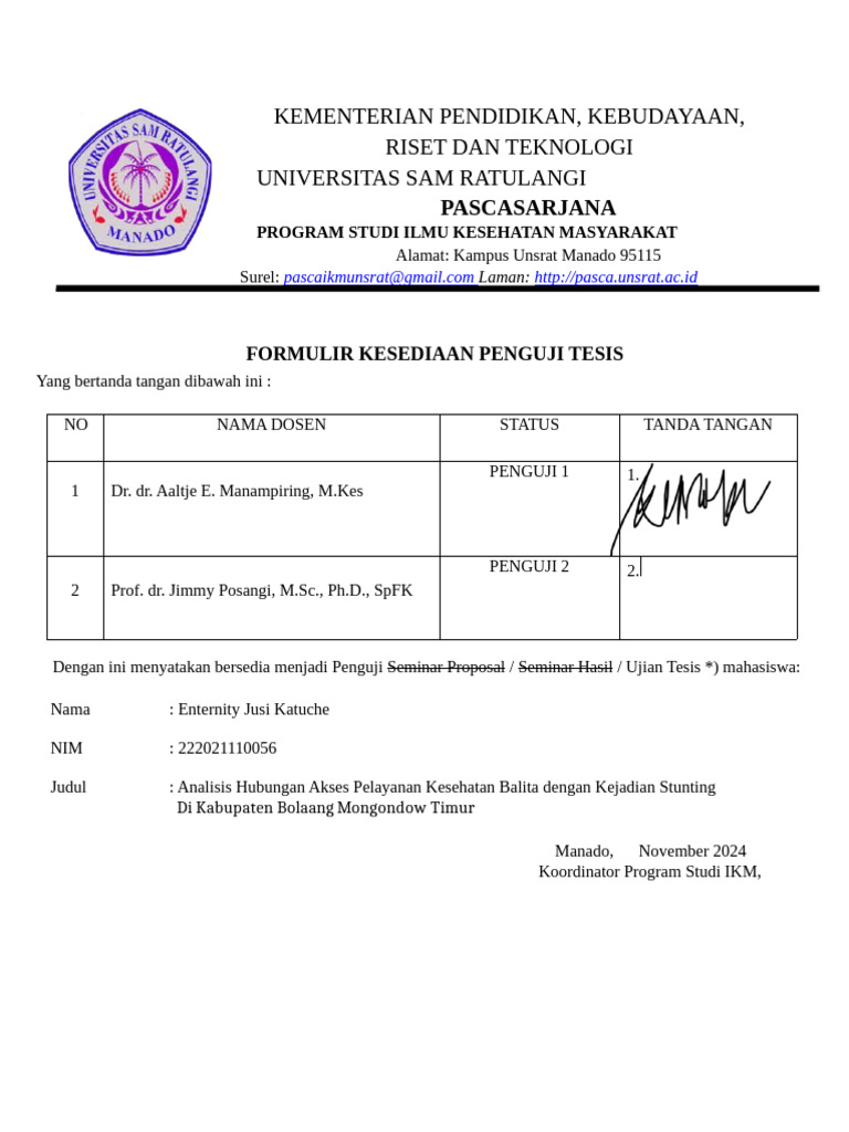 Lembar Persetujuan Dosen Penguji Tesis | PDF