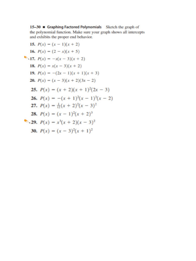 Graphing Polynomial Functions HW | PDF