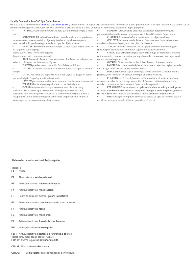Comandos de Autocad Que Debes Probar | PDF | Cad automático