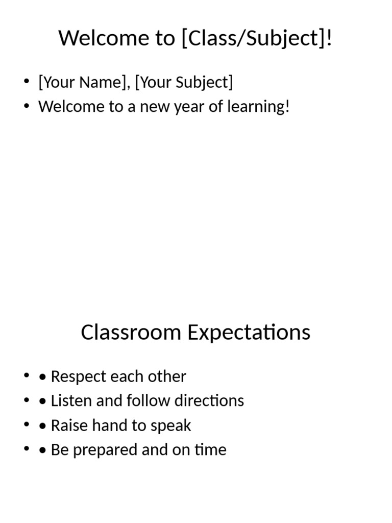Classroom Welcome and Expectations Guide | PDF