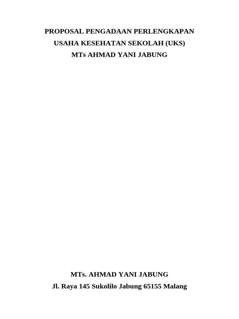 Proposal Pengadaan Kelengkapan Uks | PDF