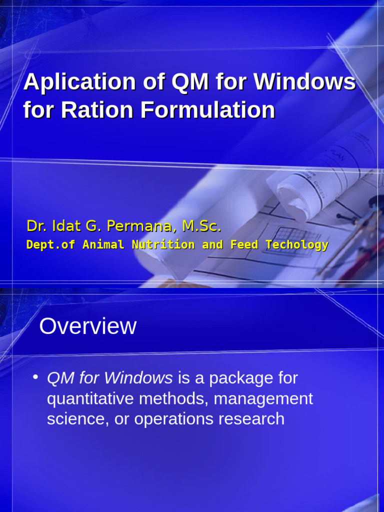 QM for Windows: Ration Formulation Guide | PDF