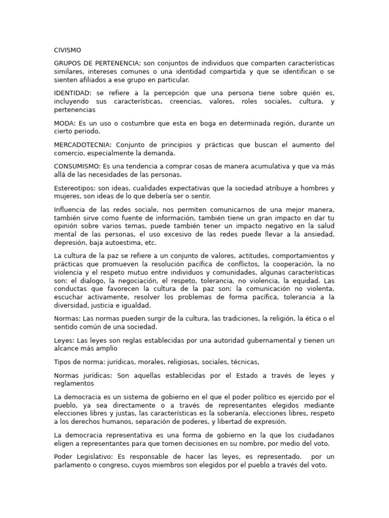Conceptos Clave de Civismo y Sociedad | PDF | Ejecutivo (gobierno ...
