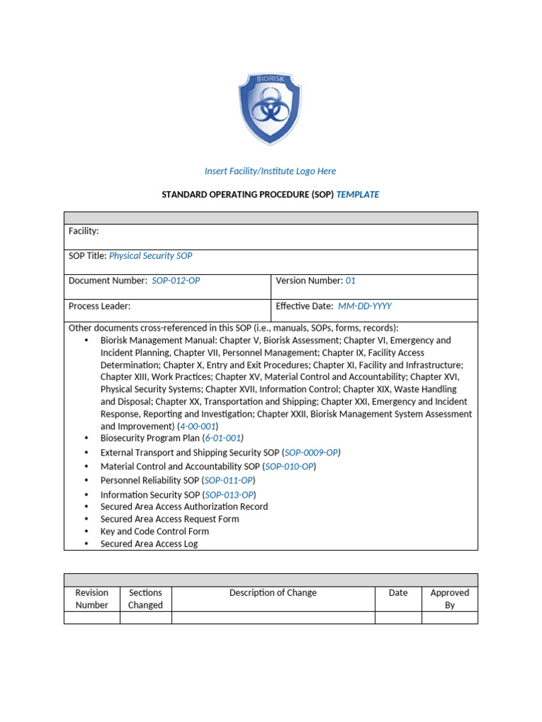 Physical Security SOP Template SAND2022 1142 O | PDF | Physical ...
