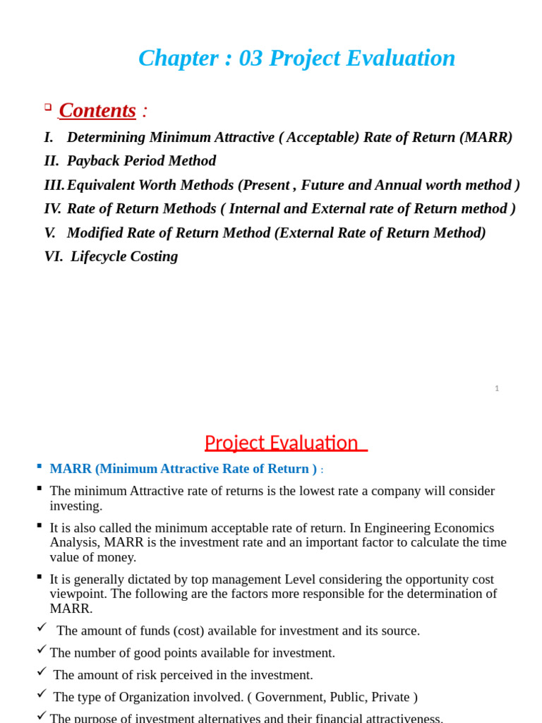 Chapter - 03 Project Evaluation... | PDF | Internal Rate Of Return | Investing