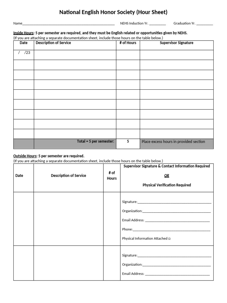NEHS Graduation Cord Requirements | PDF