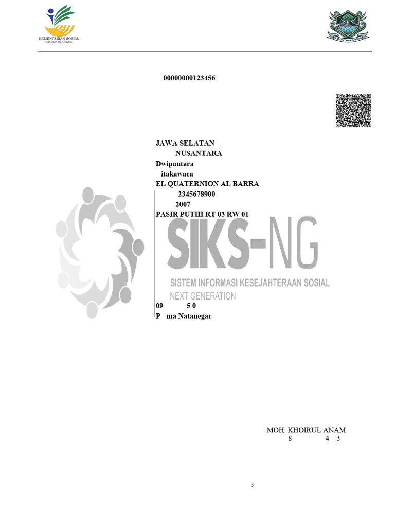 Surat Keterangan Terdata Di DTKS | PDF