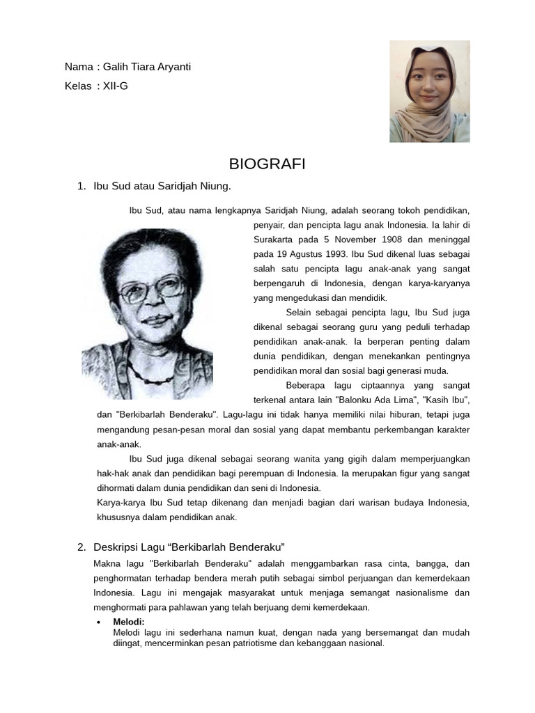 Biografi Ibu Sud dan Karya Lagu Nasional | PDF