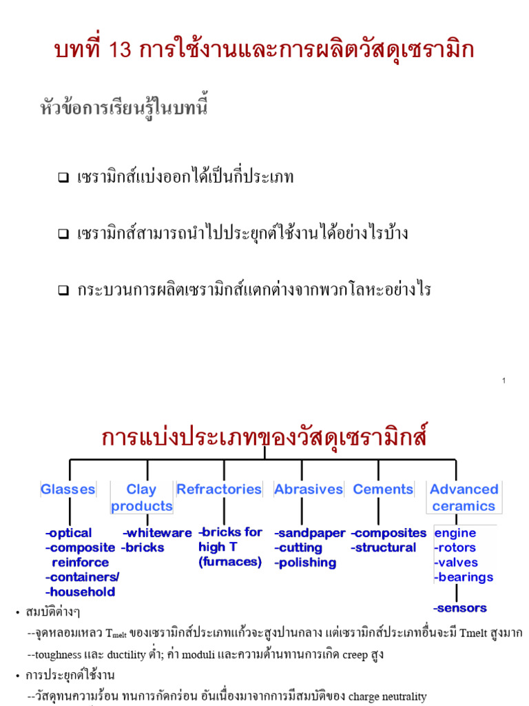 Engineering Materials Ch13 Ceramics Application | PDF