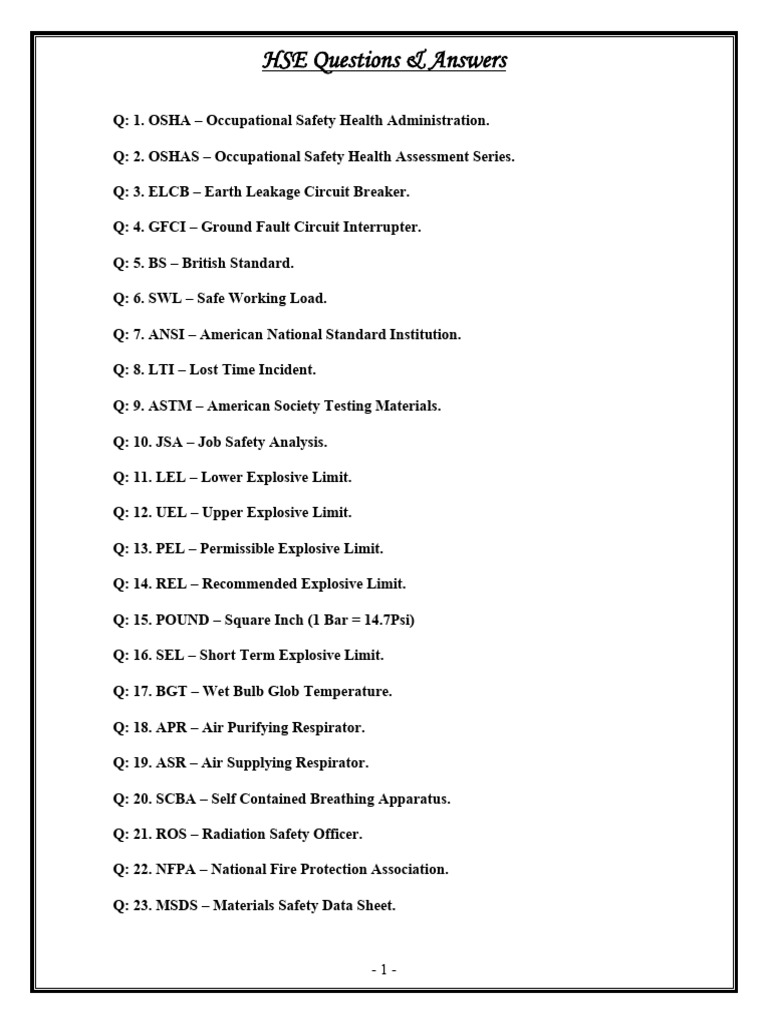 HSE Interview Questions & Answers Guide | PDF | Personal Protective ...