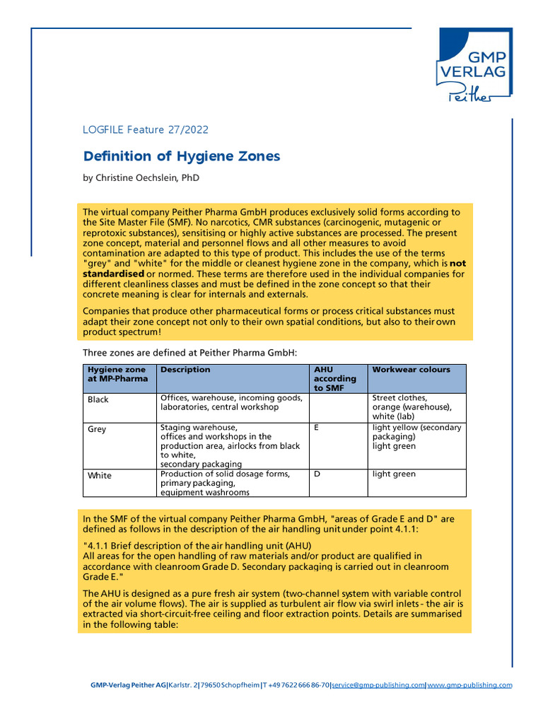 Logfile Feature 27 Hygiene Zones | PDF
