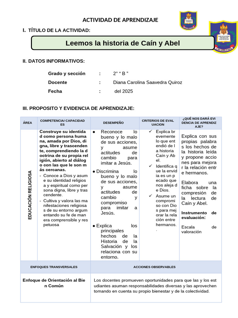 23.leemos La Historia de Caín y Abel | PDF | Creencia religiosa y doctrina