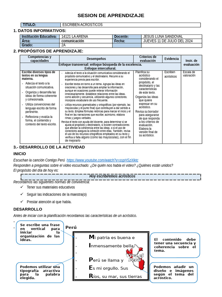 Escriben Acrosticos | PDF | Aprendizaje | Comunicación humana