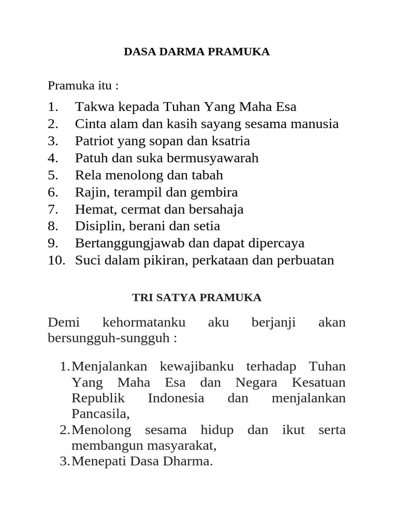Dasa Darma Pramuka | PDF