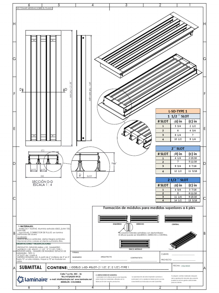 Submittal L SD TYPES Completo | PDF | Mechanical Engineering | Aluminium