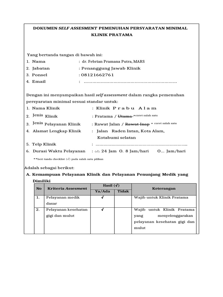 Self Assesment Klinik Compress | PDF