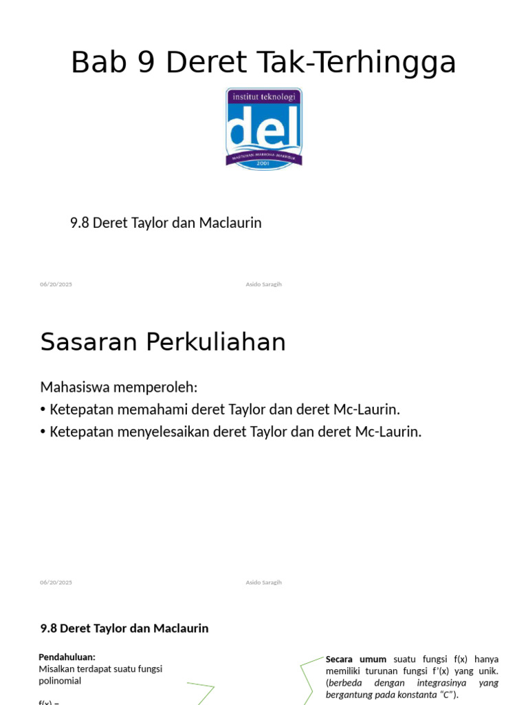 New Sarjana 9B Deret Taylor Dan Maclaurin | PDF