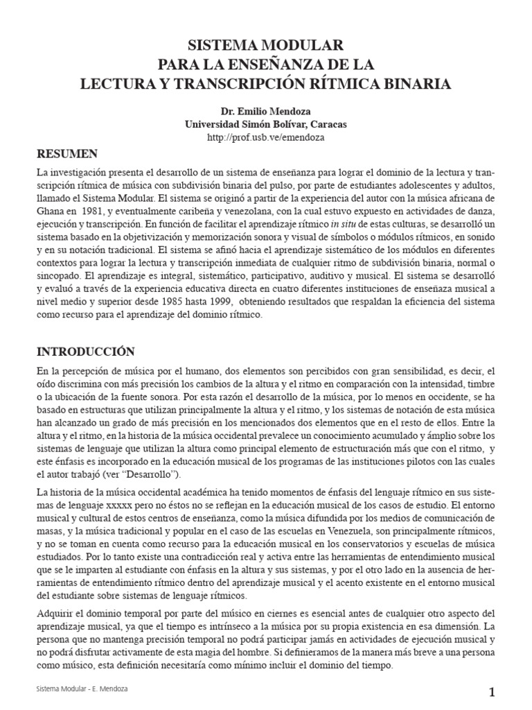 Sistema Modular | PDF | Ritmo | Teoría musical