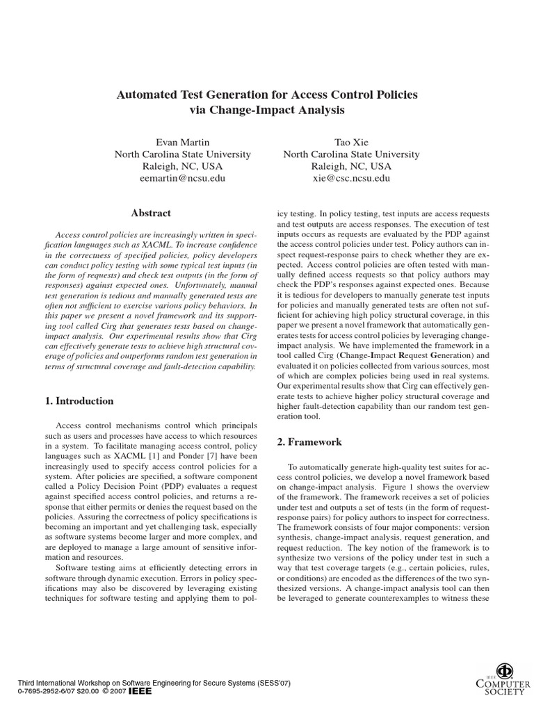 Automated Test Generation For Access Control Policies Via Change-Impact ...