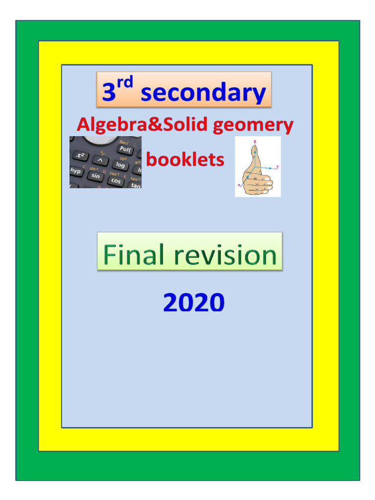 المراجعة النهائية Algebra and Solid Geometry موقع يلا نذاكر | PDF ...