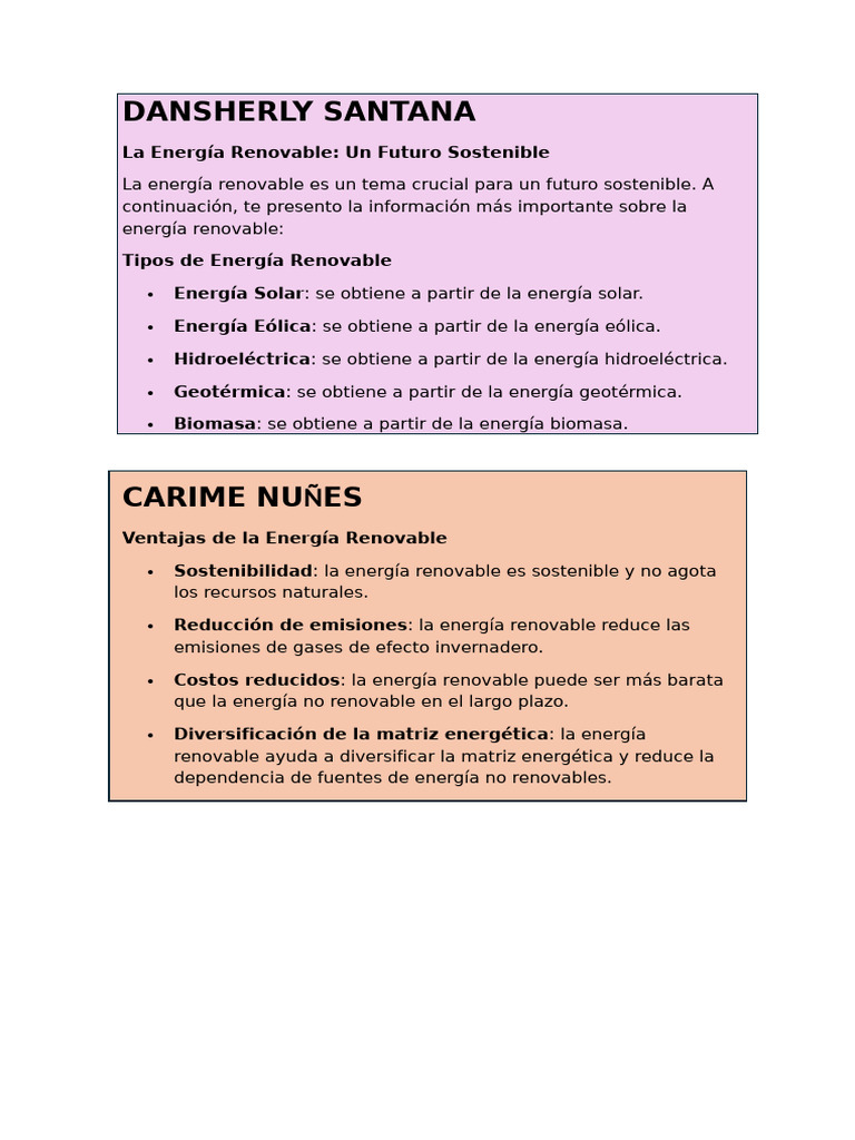 Energía Renovable: Ventajas y Desventajas | PDF | Energía renovable ...