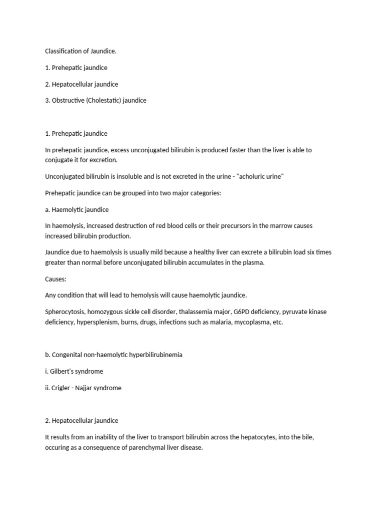 Types and Classification of Jaundice | PDF