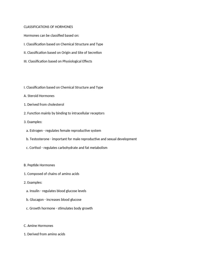 Endocrine Hormones Classification Guide | PDF | Hormone | Endocrine System