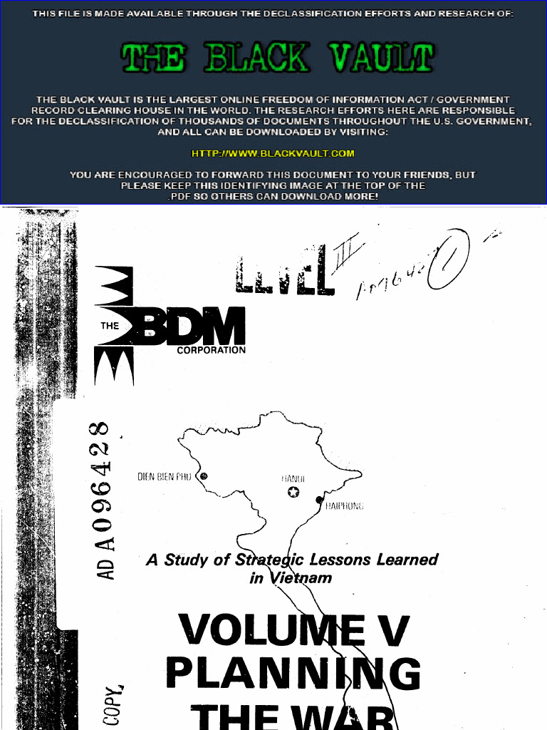 A Study of S. Lessons Learned in Vietnam Volume V Planning The War ...