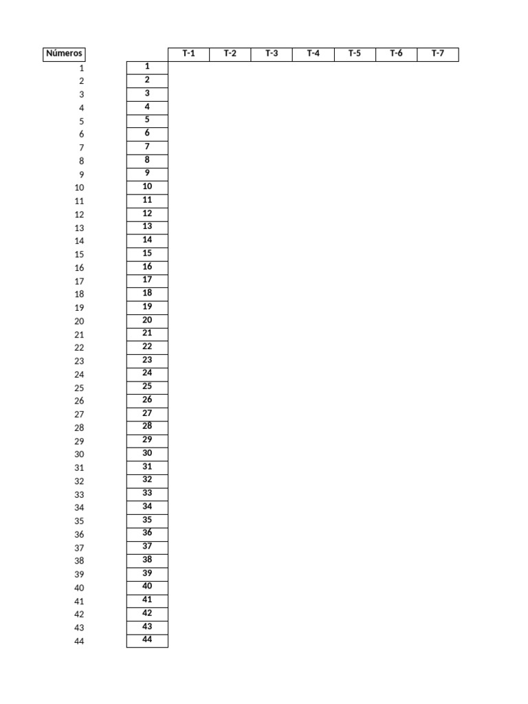 Numeros y Tabla T Vertical | PDF