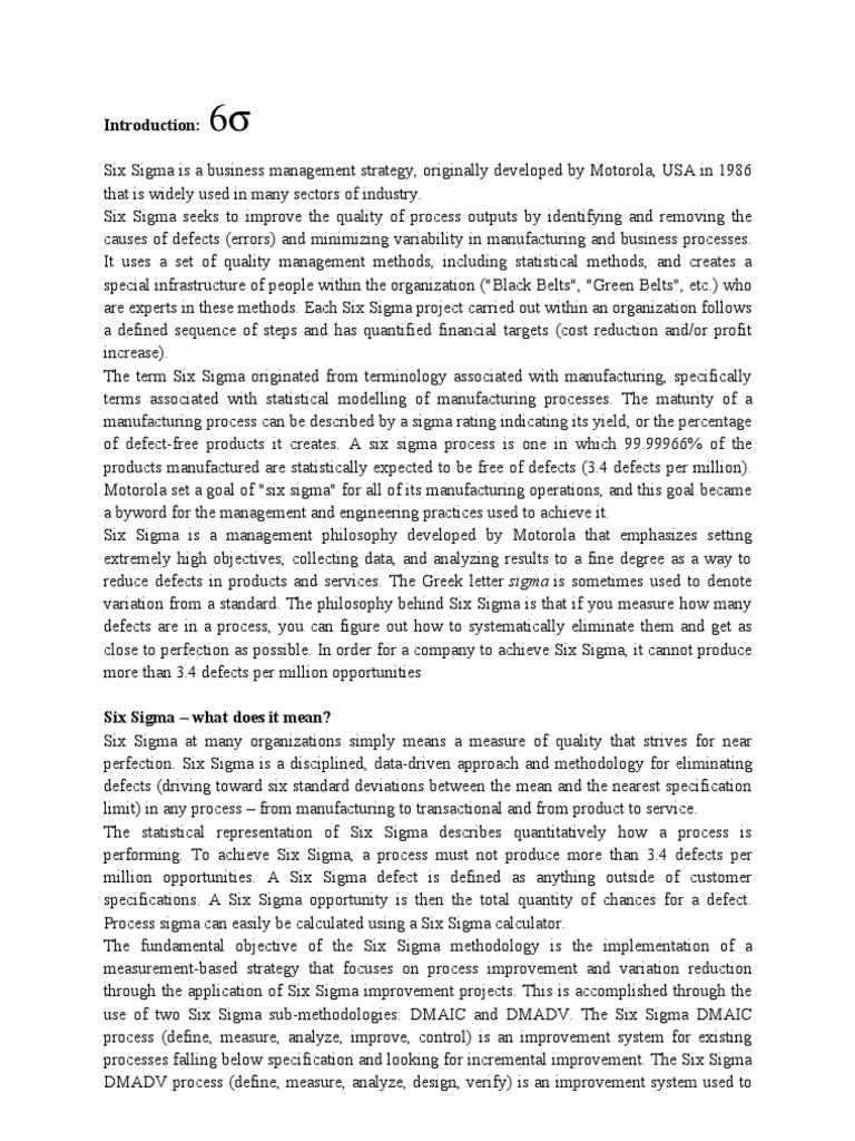 Main Assignment | PDF | Six Sigma | Business Process