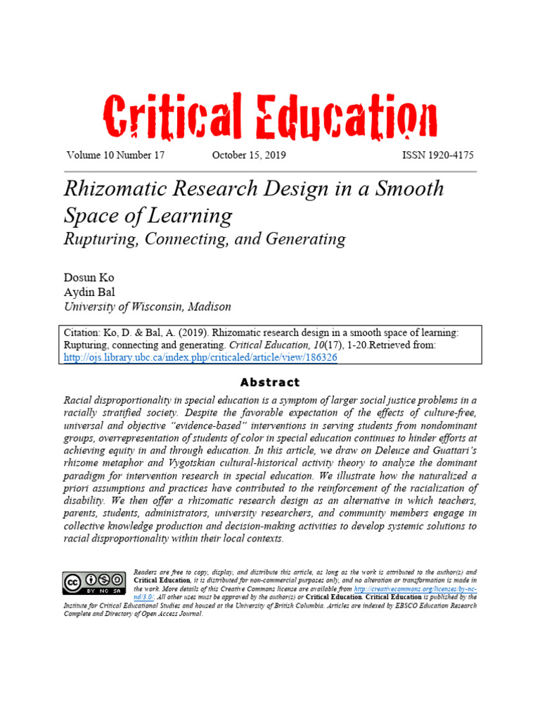 Rhizomatic Research Design in A Smooth Space of Learning | PDF ...