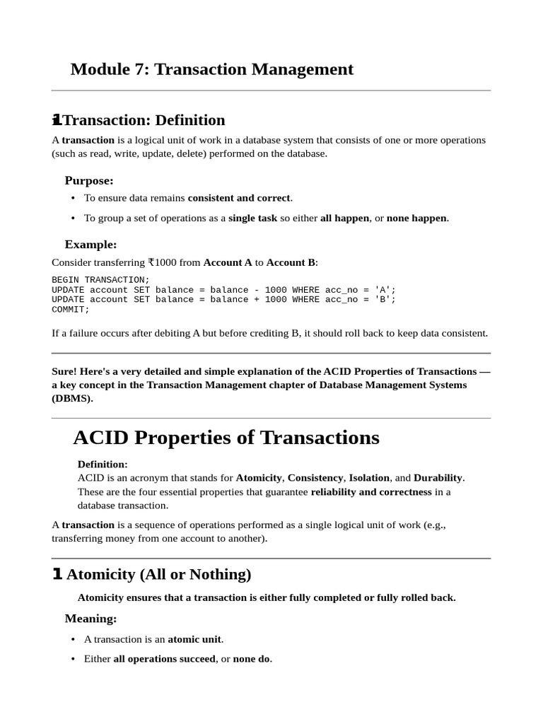 Understanding Transaction Management in DBMS | PDF | Database ...