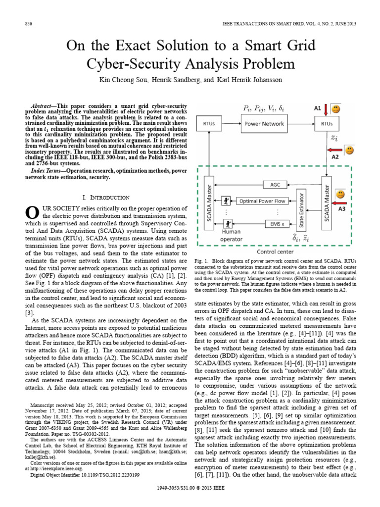 On The Exact Solution To A Smart Grid Cyber-Security Analysis Problem ...