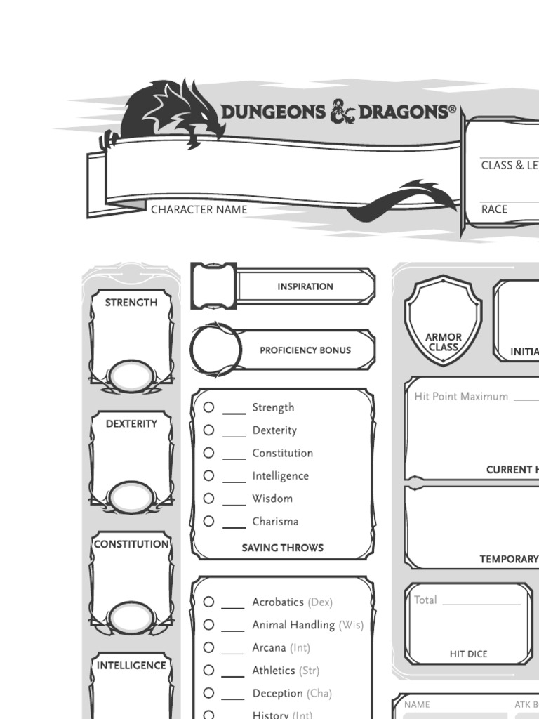 Poster Sized 5e Character Sheet | PDF
