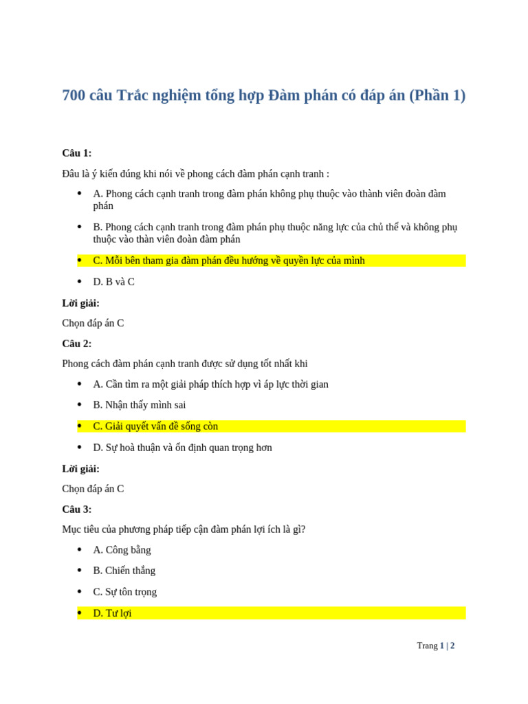 700 Cau Trac Nghiem Tong Hop Dam Phan Co Dap An Phan 1 2025-06-17 | PDF