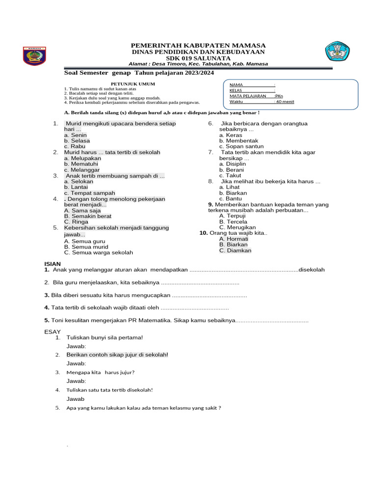 Soal Semeter 2 Bu Darna | PDF