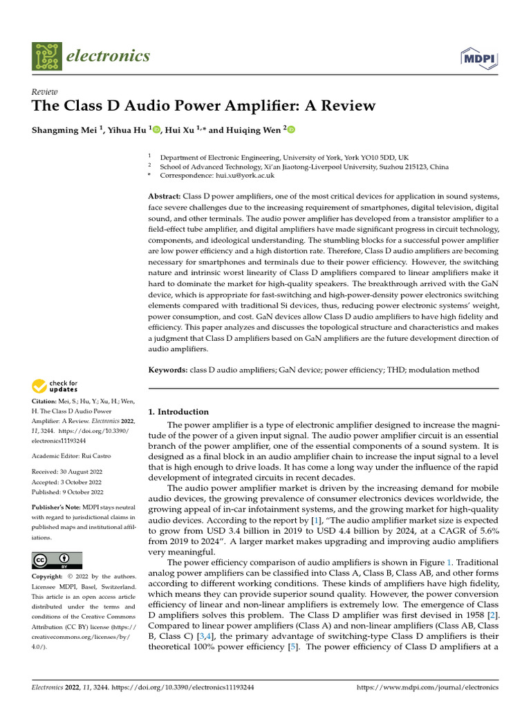 2022 - The Class D Audio Power Ampli Er - A Review | PDF | Amplifier ...