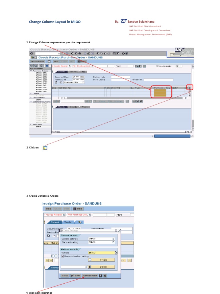 Change Column Layout of MIGO | PDF