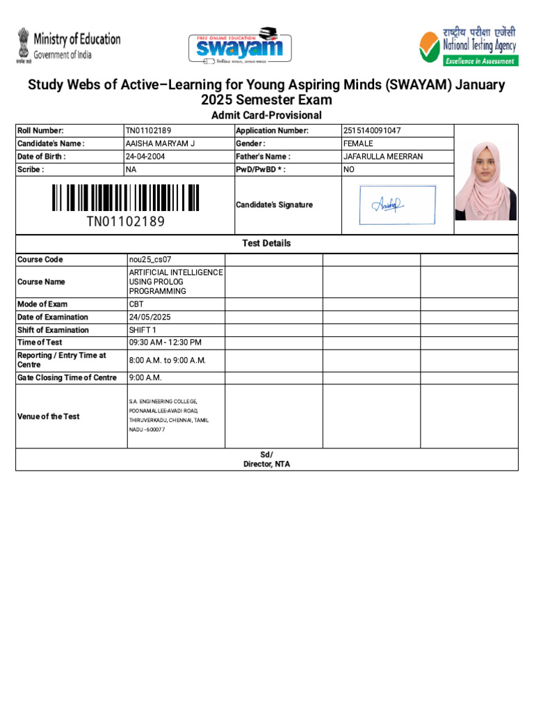 Swayam January 2025 Semester | PDF | Identity Document