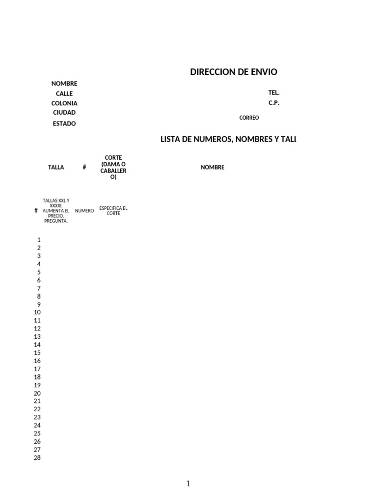 Formato Nombres SUBLIMEX | PDF