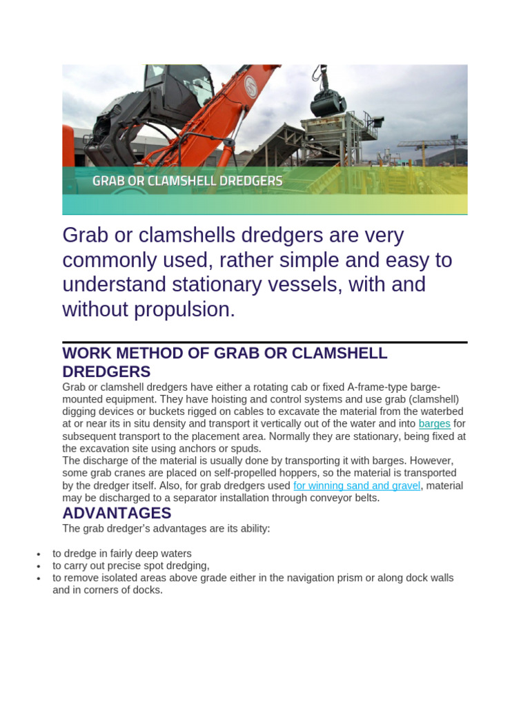 Clamshell Dredging: Methods and Applications | PDF