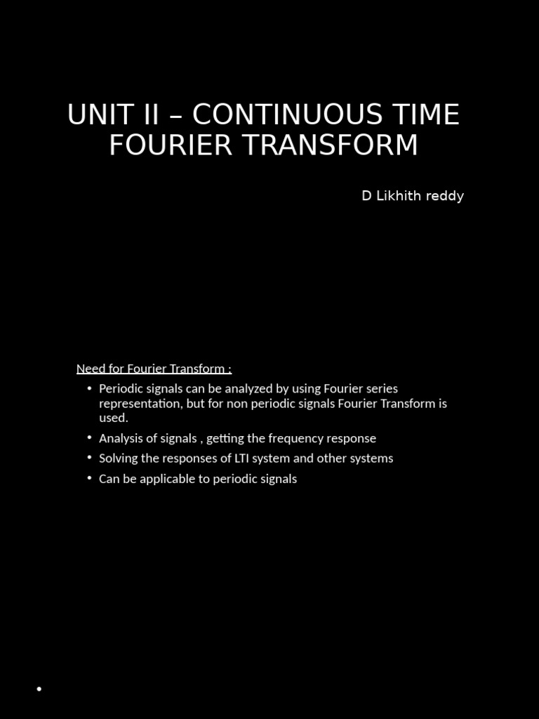 Unit II Continuous Time Fourier Transform | PDF
