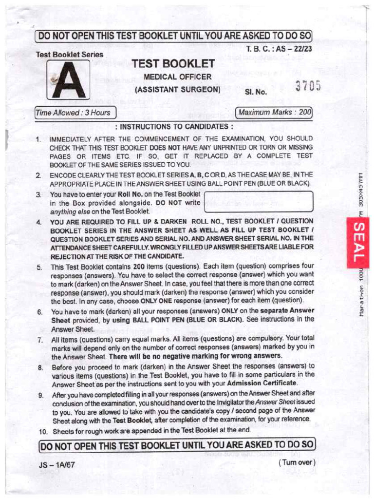 Opsc 2023 Paper With Answers Key | PDF